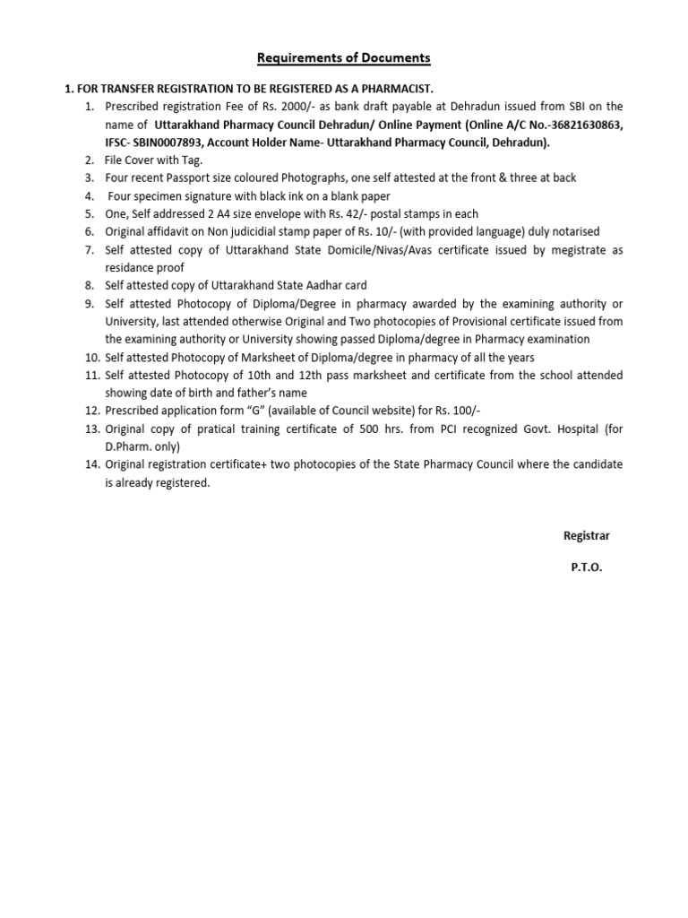 Requirement For Transfer Registration | PDF | Affidavit
