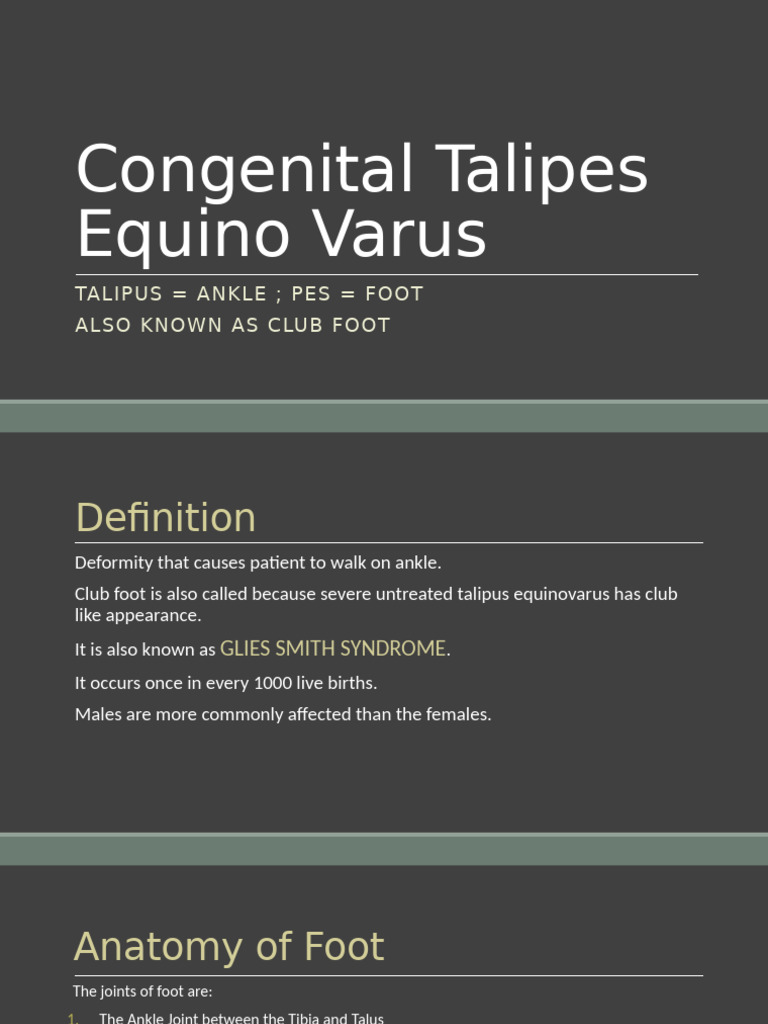 Managing Congenital Talipes Equino Varus | PDF | Physical Therapy ...