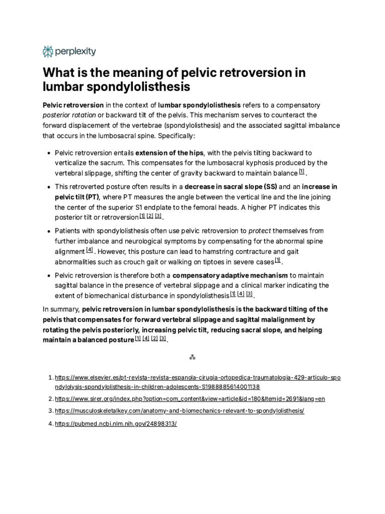 What Is The Meaning of Pelvic Retroversion in Lumb | PDF