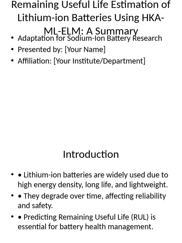 Sodium Battery RUL Presentation | PDF | Lithium Ion Battery | Applied ...