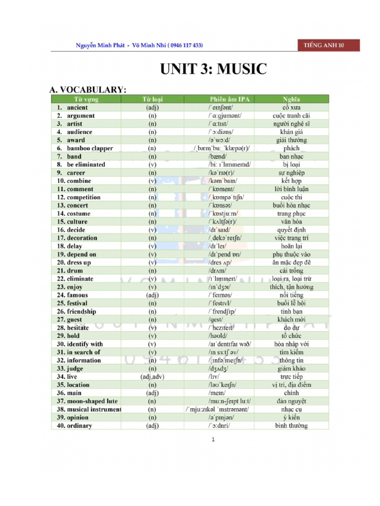 English 10-Unit 3-Global Success | PDF
