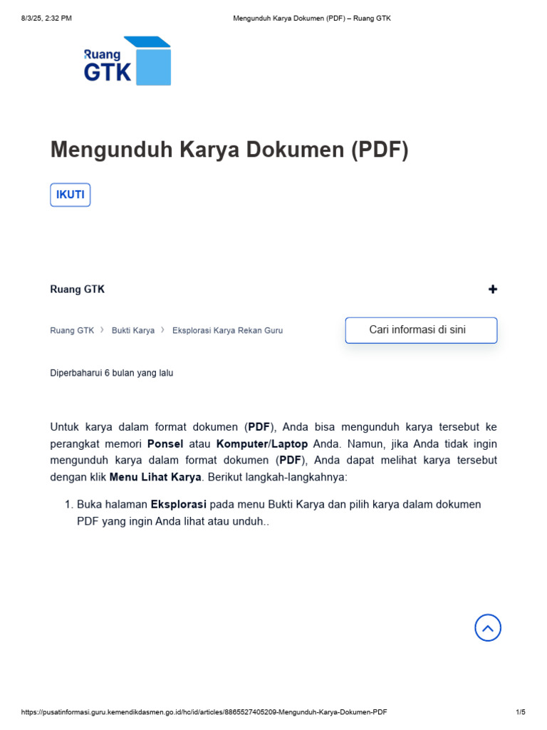 Cara Download Jurnal di Ruang GTK | PDF