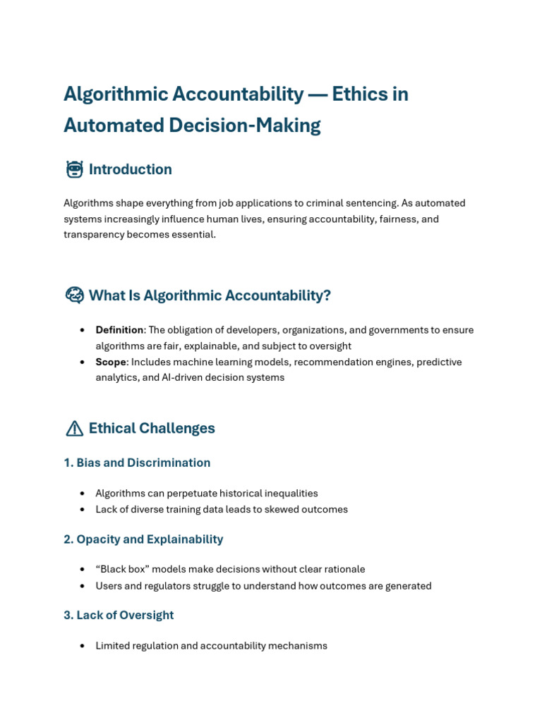 Algorithmic Accountability - Ethics in Automated Decision-Making | PDF ...