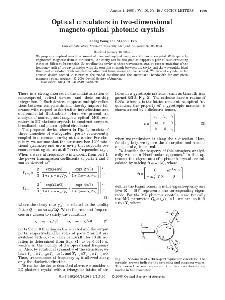 Circulator | PDF | Waveguide | Normal Mode