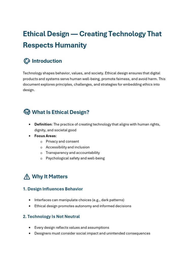 Ethical Design - Creating Technology That Respects Humanity | PDF ...