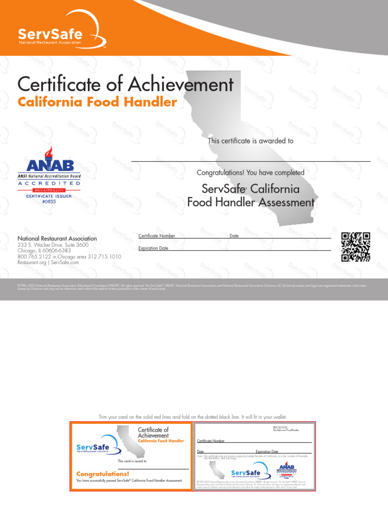 California Food Handler Certificate | PDF