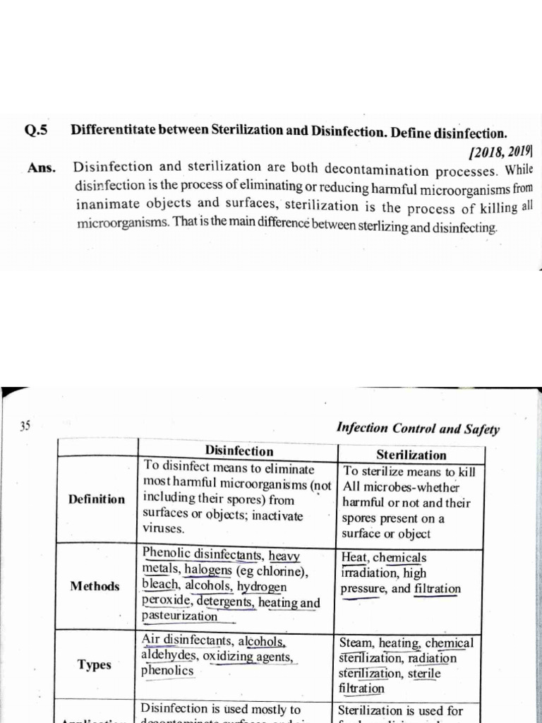 Difference B_w Disinfection & Sterilization | PDF