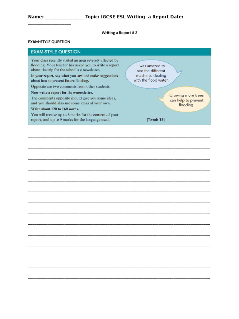 IGCSE ESL Report Writing Guide | PDF