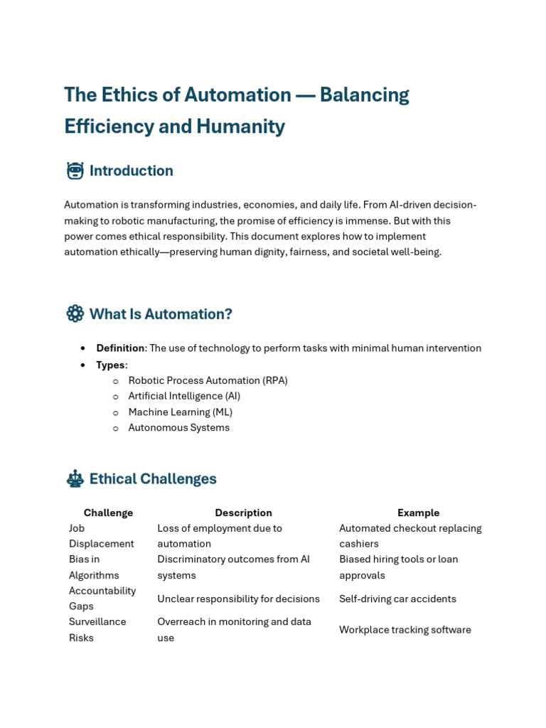 Ethics in Automation Practices | PDF | Automation | Artificial Intelligence