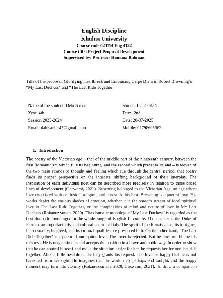 Browning's Heartbreak: Carpe Diem Analysis | PDF | Love | Poetry
