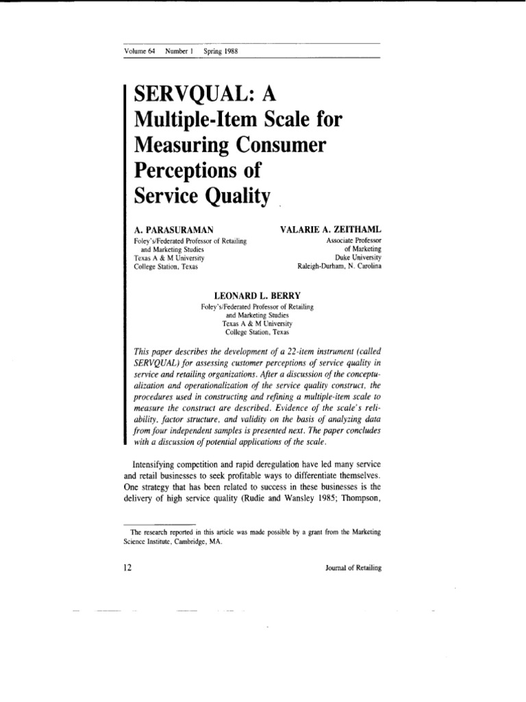 Servqual A Multiple-Item Scal | PDF | Copyright | Civil Law (Common Law)