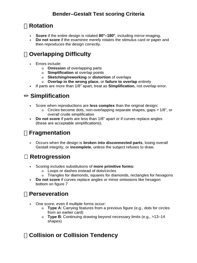 Bender-Gestalt Test Scoring Criteria | PDF | Minute And Second Of Arc