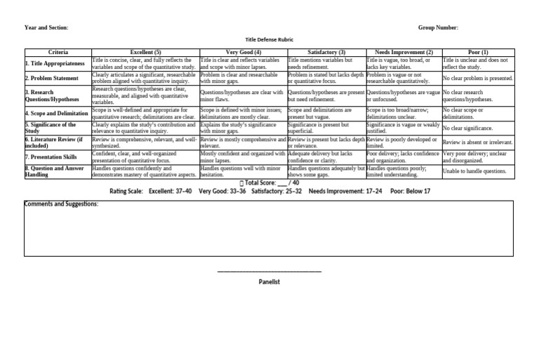 Quantitative Research Title Defense Criteria | PDF | Quantitative ...