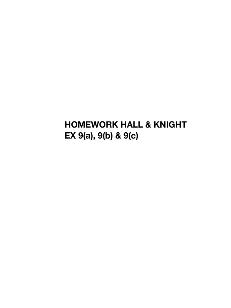 Hall and Knight Assignment | PDF