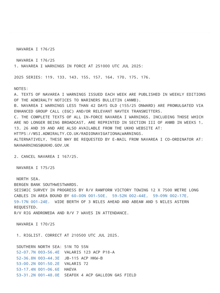 NAVAREA 1 Warnings - United Kingdom Maritime Safety Information ...