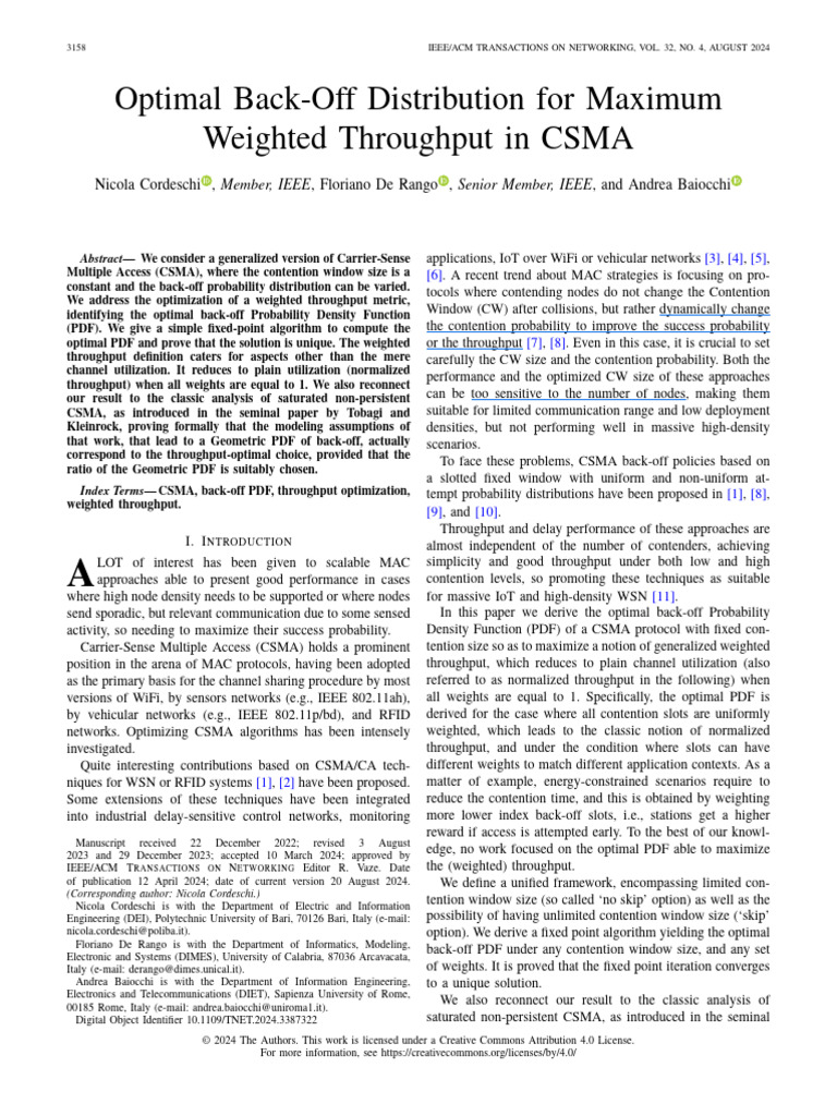 Optimal Back-Off Distribution for Maximum Weighted Throughput in CSMA ...