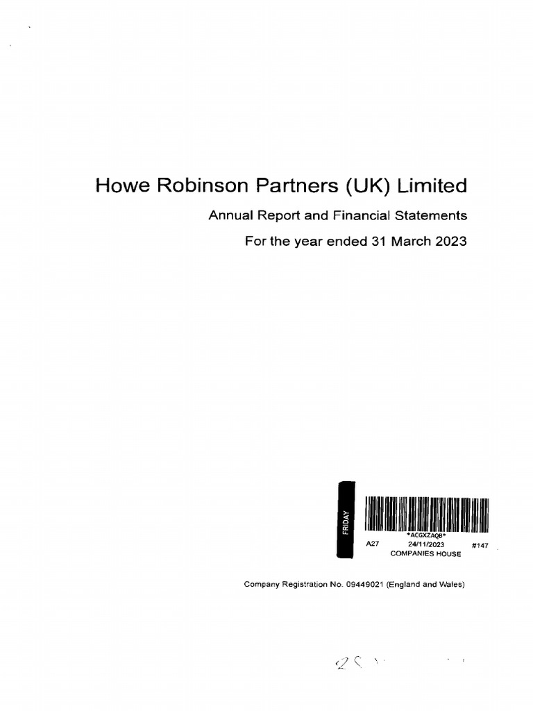 2023 03 - Howe Robinson Partners (UK) LTD | PDF | Audit | Going Concern