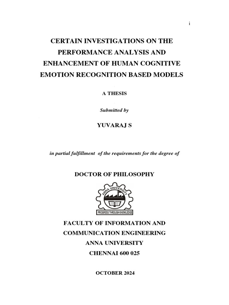 Certain Investigations On The Performance Analysis and Enhancement of Human Cognitive Emotion ...