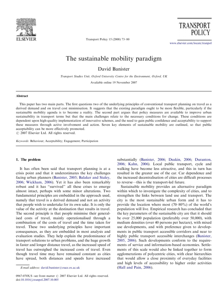 Sustainable Mobility Paradigm Explained | PDF | Sustainable Transport ...