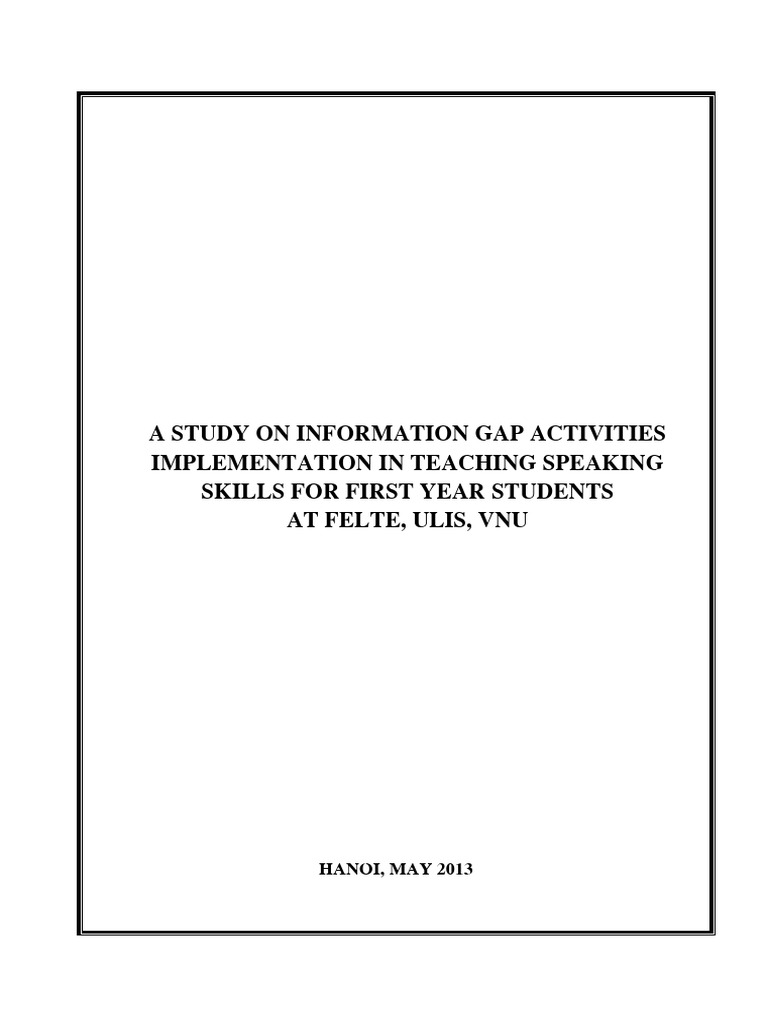 A Study on Information Gap Activities Implementation in Teaching Speaking Skills for First Year ...