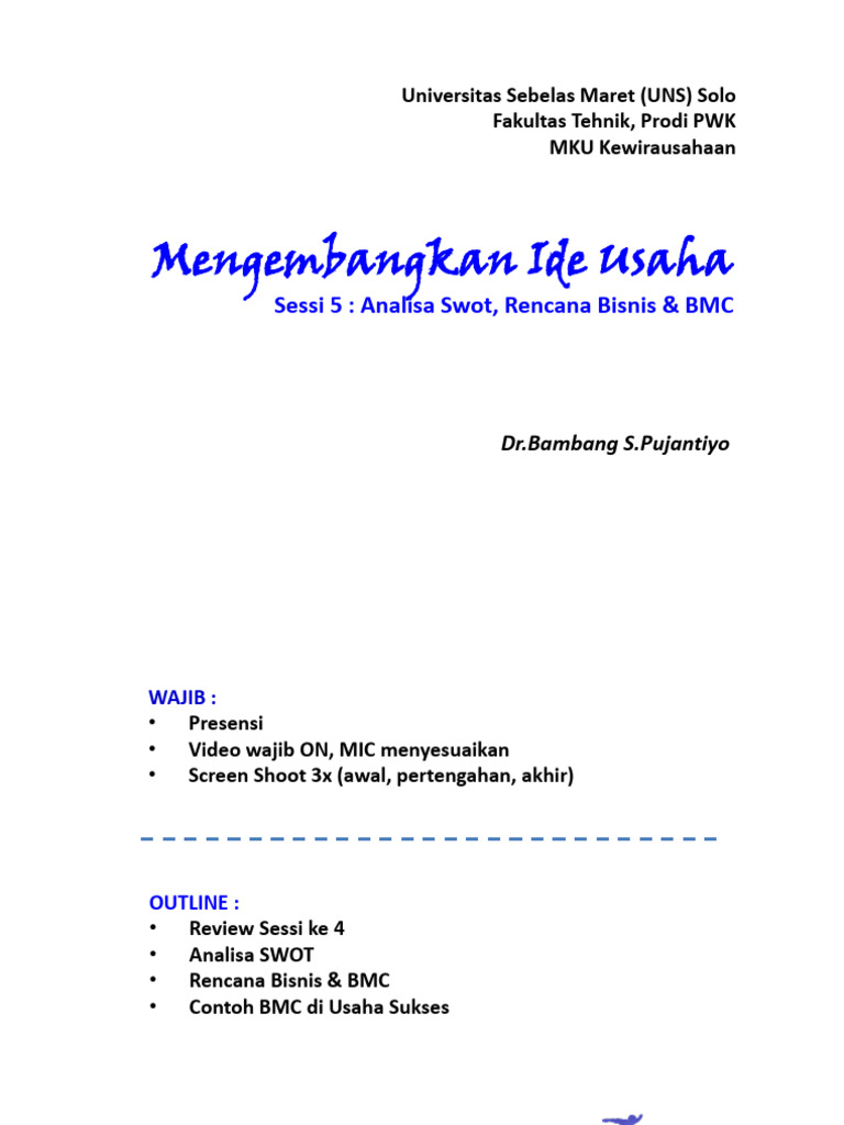 Analisa SWOT dan Rencana Bisnis BMC | PDF