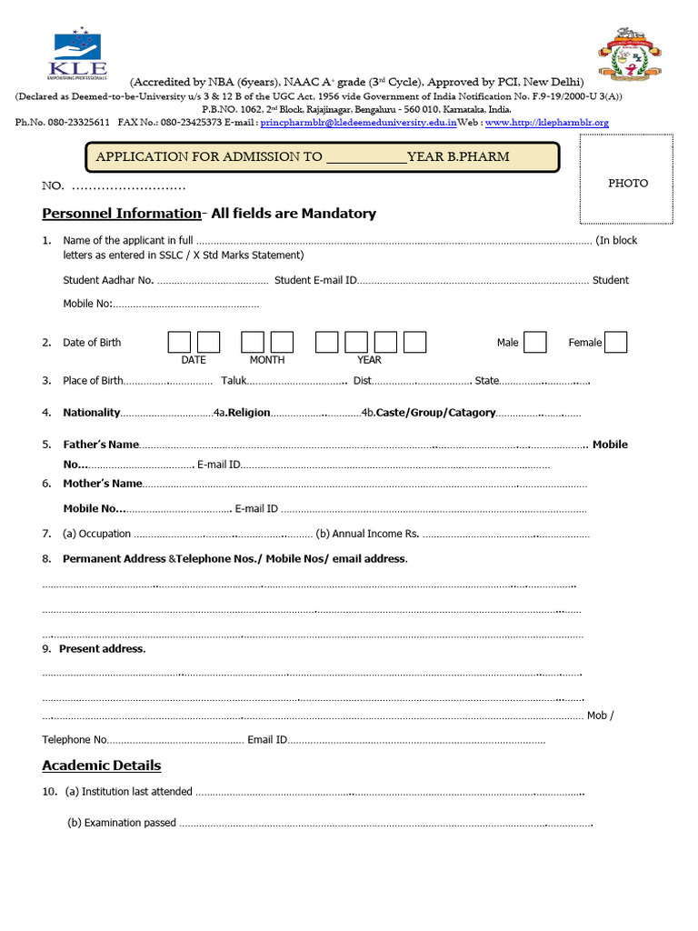 Application Form B Pharm | PDF | Justice | Crime & Violence