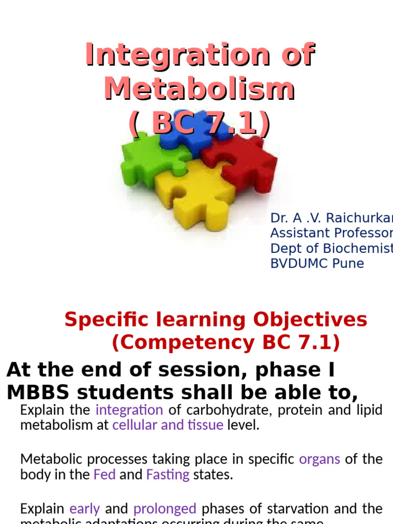 Integration of Metabolism and Starvation 12.3.25 Dr.avr1 | PDF | Metabolism | Citric Acid Cycle
