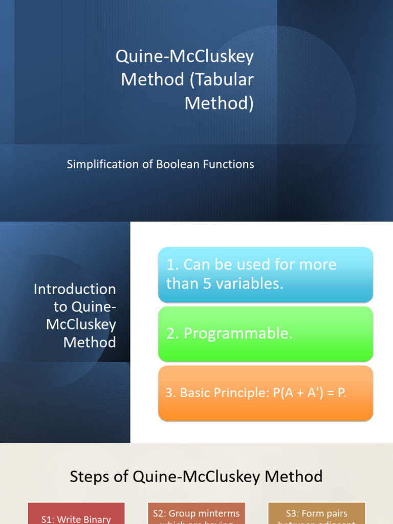 Quine McCluskey Method Presentation 2024 | PDF