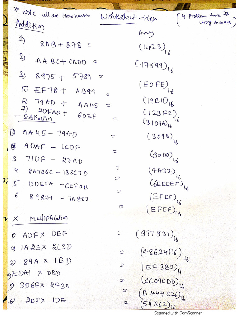 Hex Worksheet | PDF