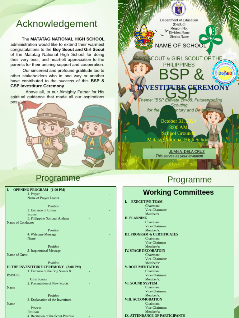 Sample Program For Investiture Ceremony | PDF | Scouting | Youth ...