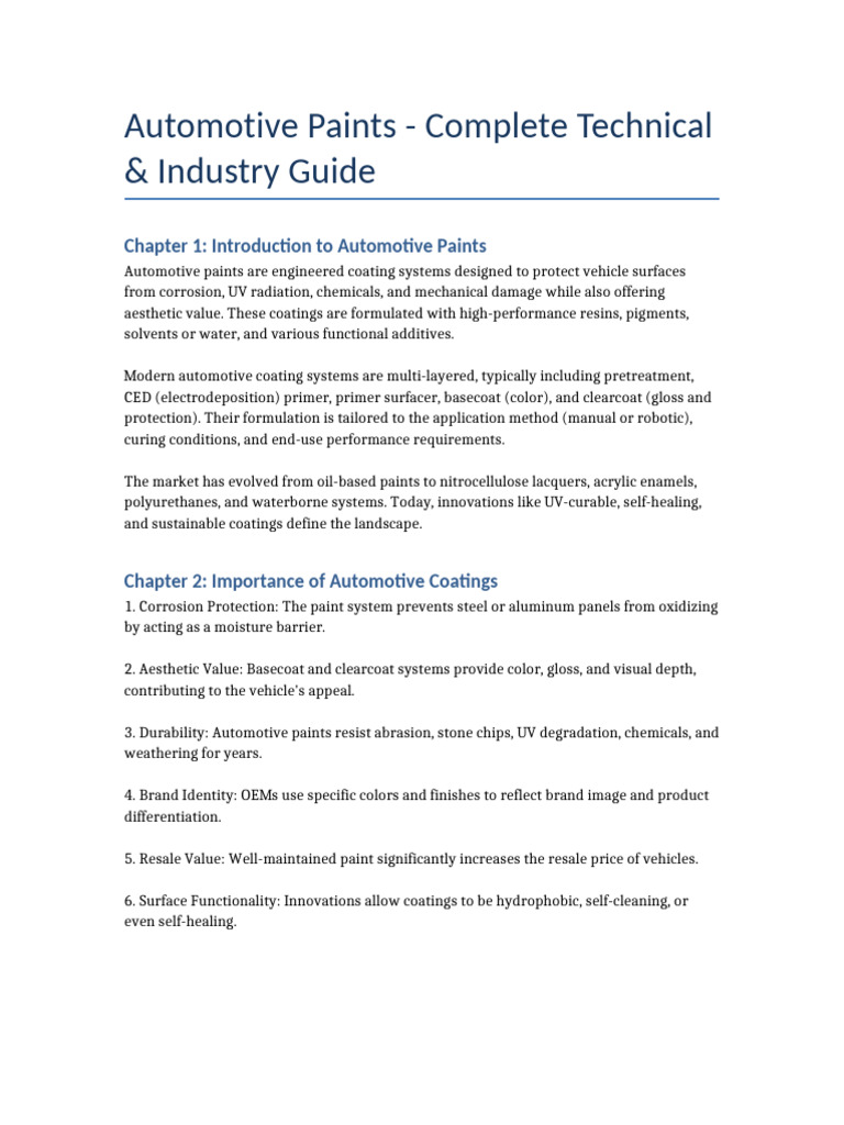 Automotive Paints Elaborated Ebook Sample | PDF