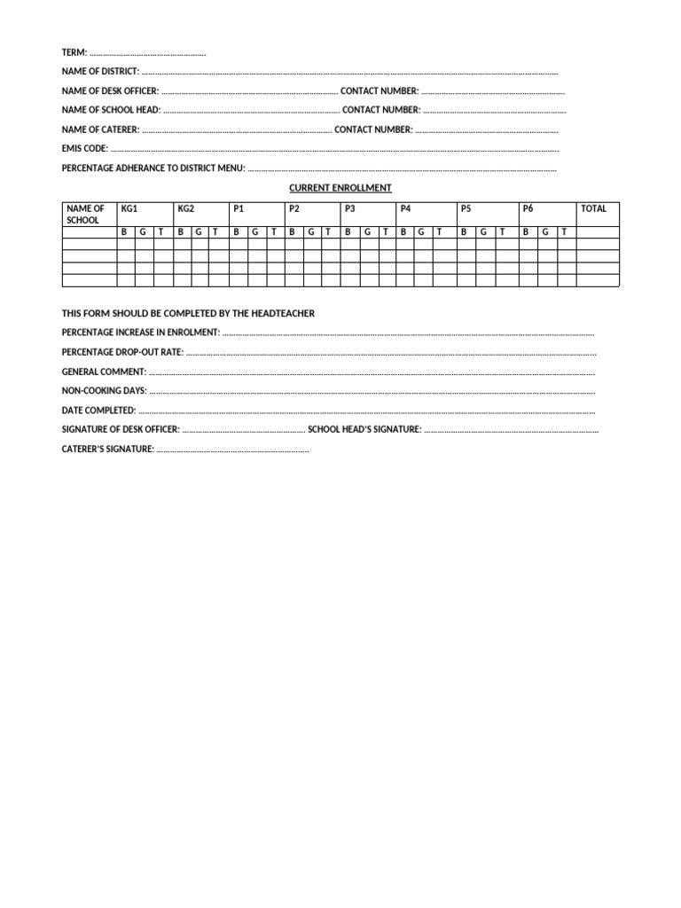 End of Term Form | PDF