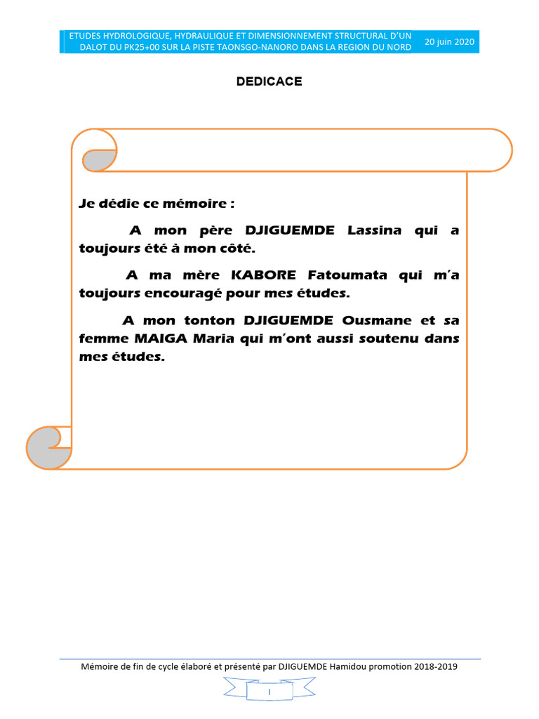 Dimensionnement d'un dalot à Taonsgo | PDF | Pluie | Mousson