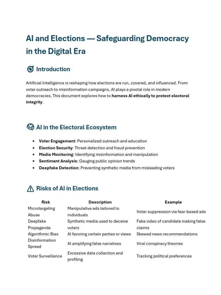 AI Ethics in Elections: Safeguarding Democracy | PDF | Artificial ...