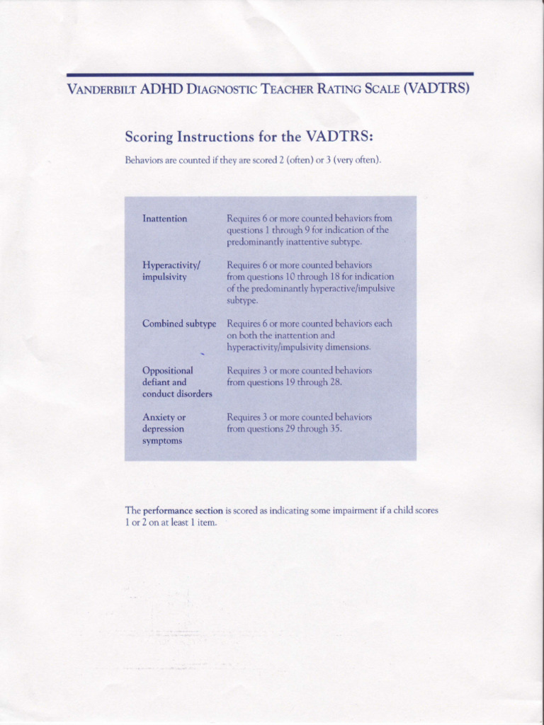 Vanderbilt Scoring | PDF