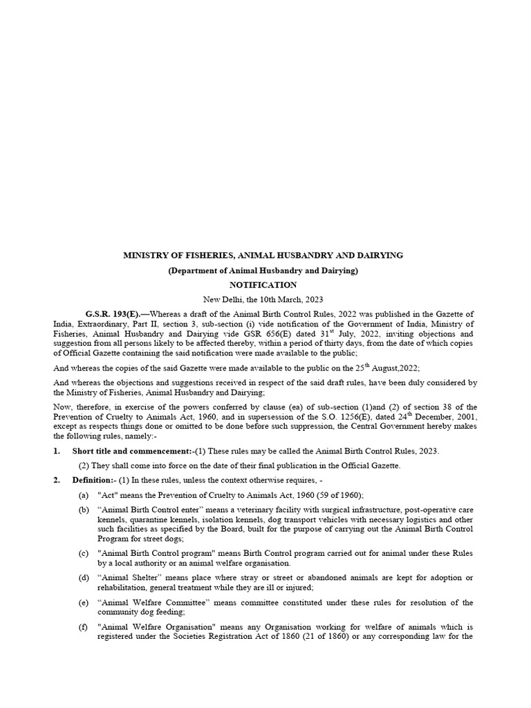 ABC Rule 2023 en | PDF | Veterinary Medicine | Animal Welfare