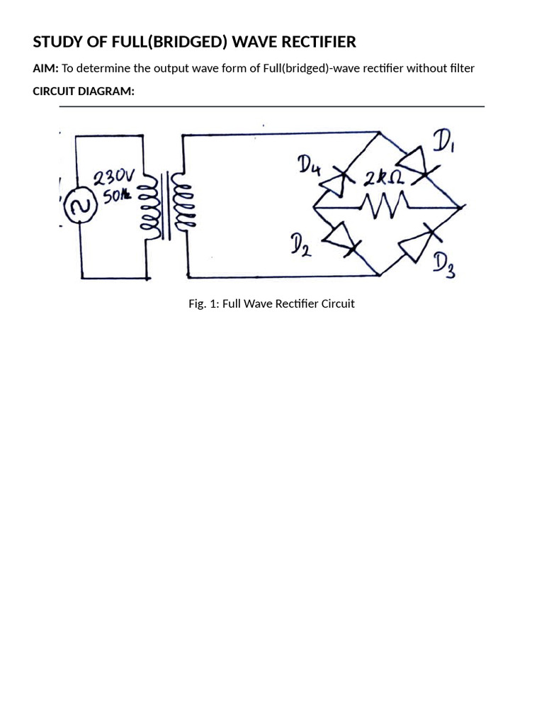 Study of Full Wave Rectifier | PDF
