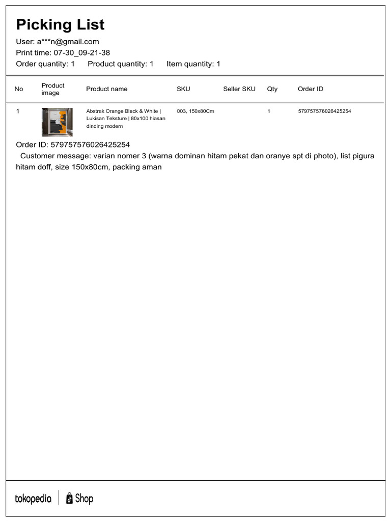 07-30 - 09-21-38 - Picking List | PDF
