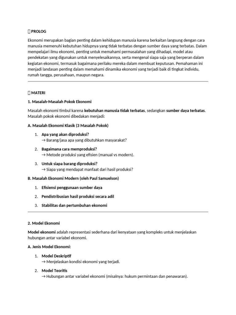MATERI 6 Masalah-Masalah Pokok Ekonomi | PDF