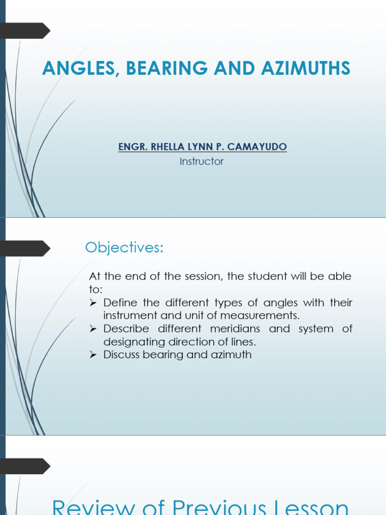 Angles, Bearings and Azimuths | PDF | Angle | Azimuth