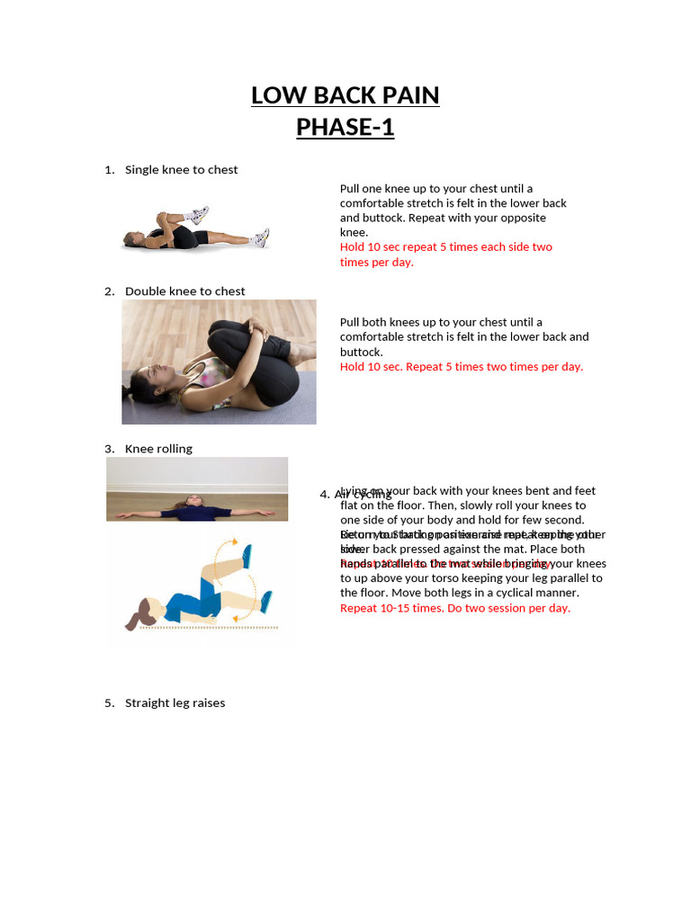 Low Back Pain Exercise Guide | PDF | Foot | Knee