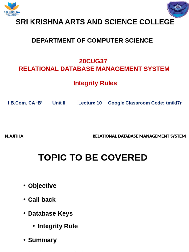 Integrity Rules in DBMS Overview | PDF | Relational Model | Relational ...