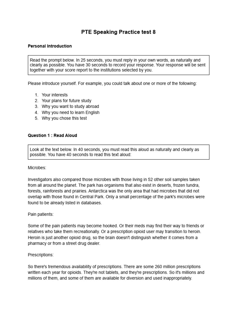 PTE Speaking Practice Test 8 Guide | PDF | Hallucination