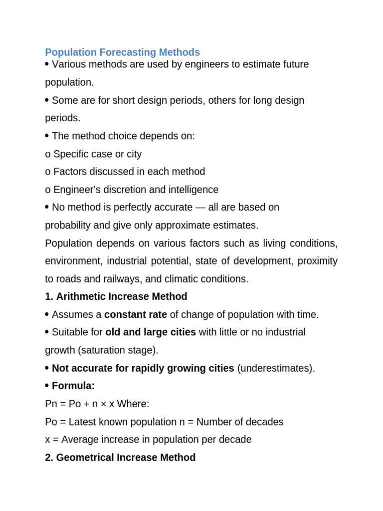 Methods for Population Forecasting | PDF | Logistic Function | Forecasting