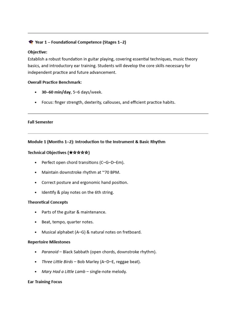 ? Year 1 | PDF | Chord (Music) | Harmony