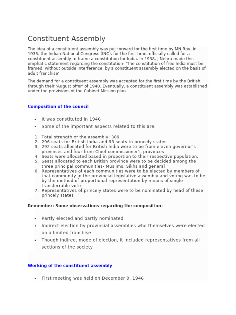 Constituent Assembly Members Overview | PDF | Political Charters ...