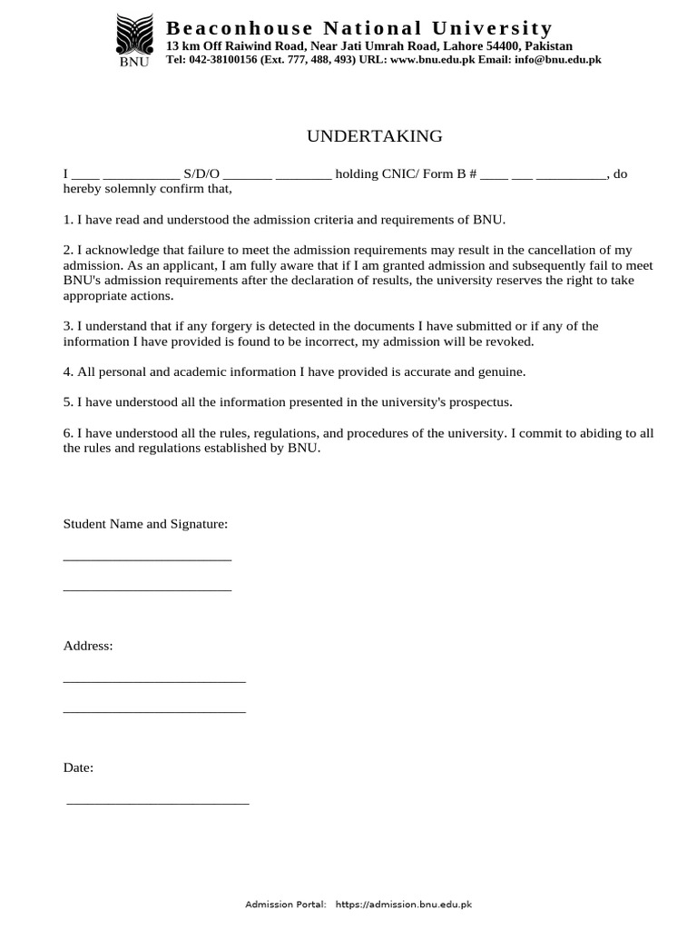 Undertaking- Sample (1) (1) (1) | PDF