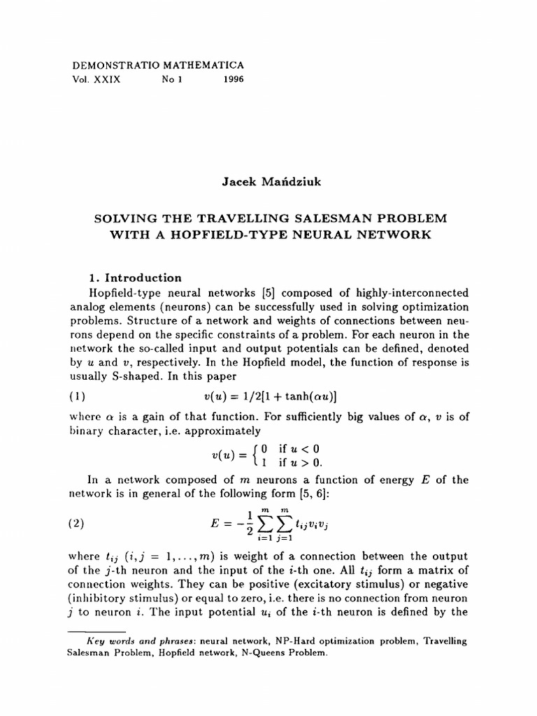 Solving The Travelling Salesman Problem With A Hop | PDF | Mathematical Optimization | Matrix ...
