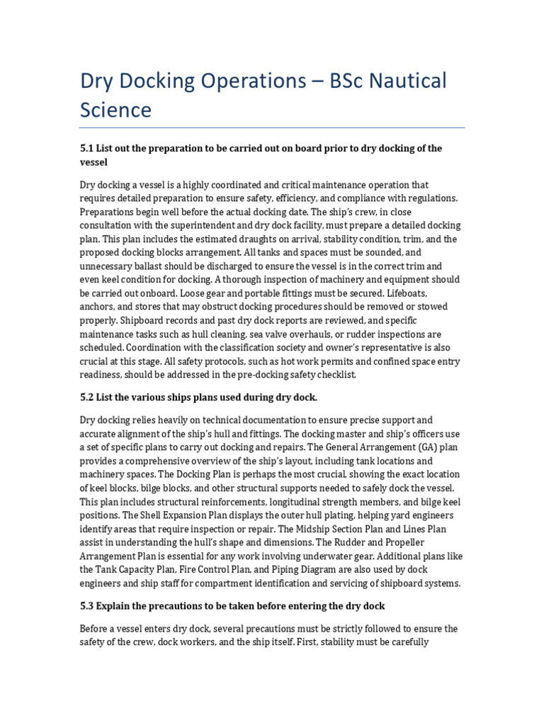 Drydocking Operations Handout | PDF | Ships | Corrosion