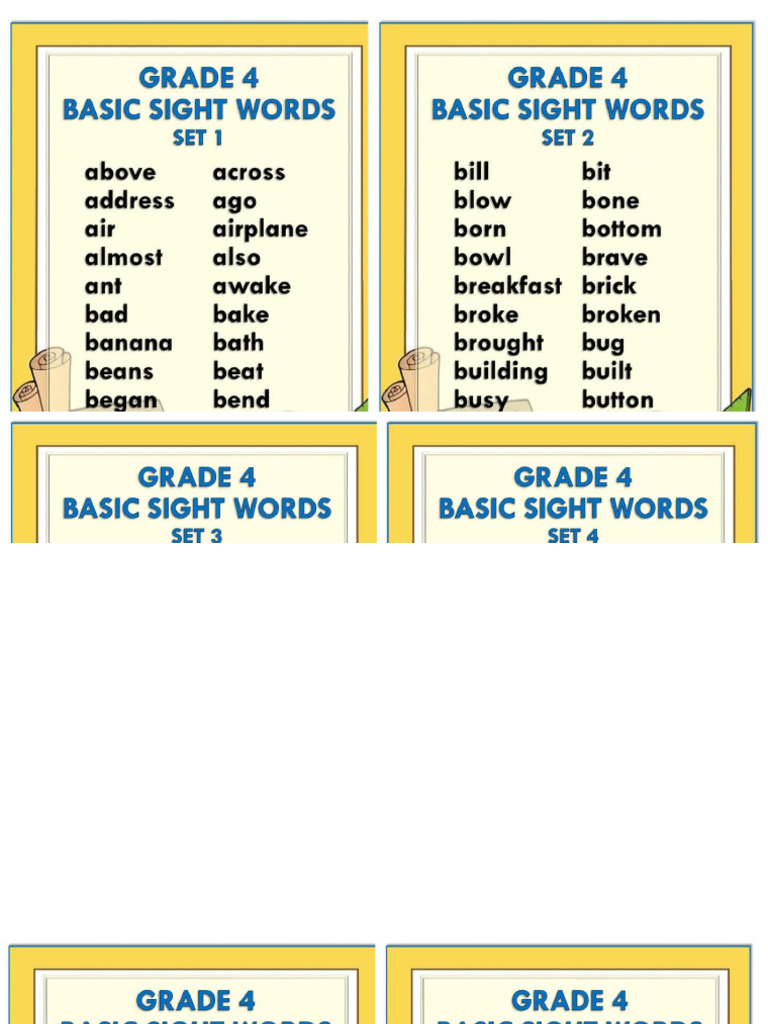 GRade 4 Basic Sight Words | PDF